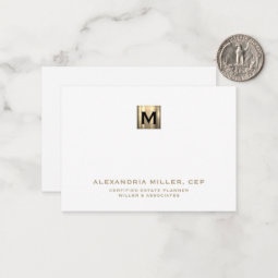 Elegant White and Gold Initial Logo Note Card | Zazzle