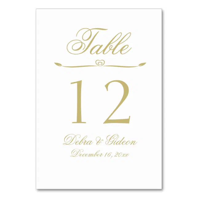 Elegant White and Gold Monogram Wedding Table Number | Zazzle