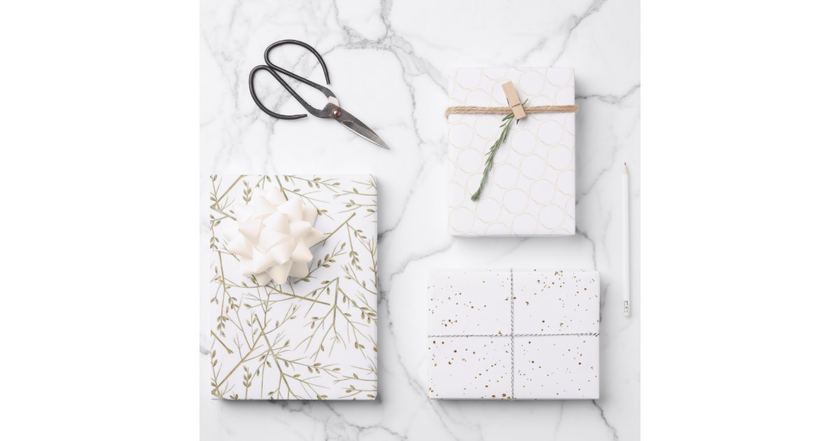 Elegant White and Gold Pattern Wedding Wrapping Paper Sheets | Zazzle