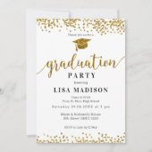 Elegant White and Gold Sparkle Glitter Graduation Invitation | Zazzle