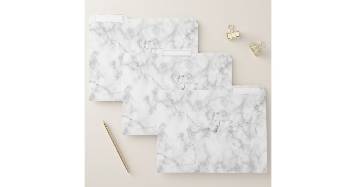 Elegant White and Gray Marble Pattern File Folder | Zazzle