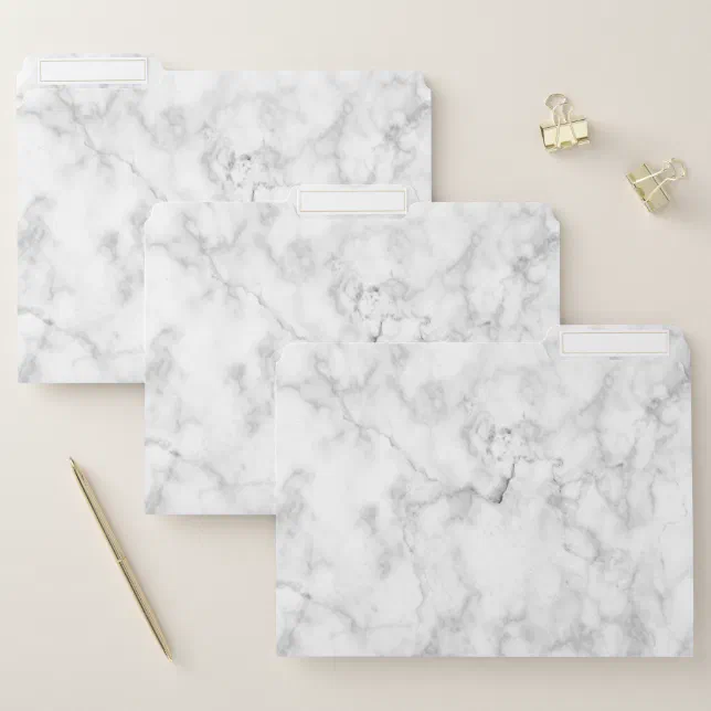 Elegant White and Gray Marble Pattern File Folder | Zazzle