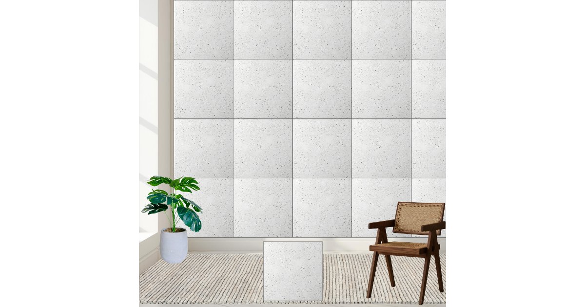 Elegant White and Gray Speckled Ceramic Tile | Zazzle