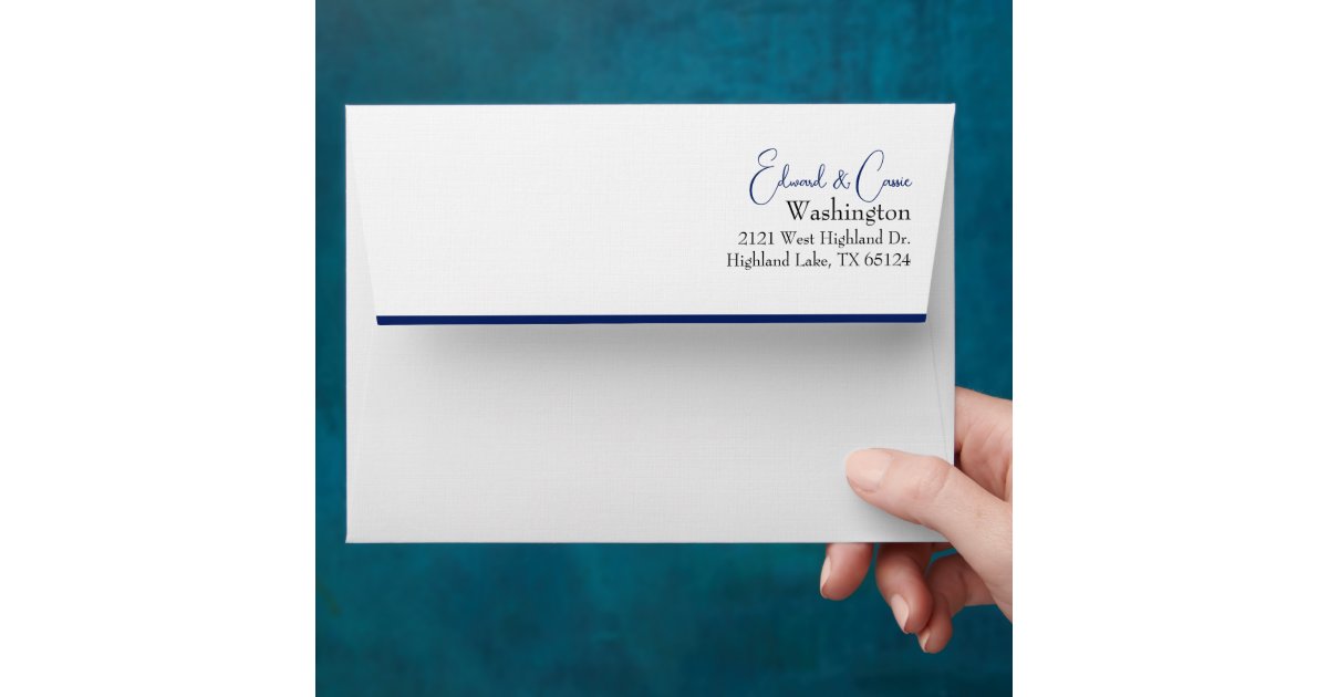 Elegant White and Navy Blue Envelope | Zazzle