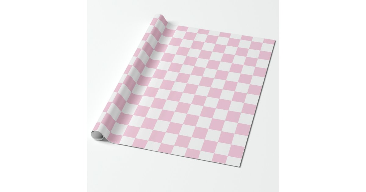 Elegant White and Pink Checkerboard Wrapping Paper | Zazzle
