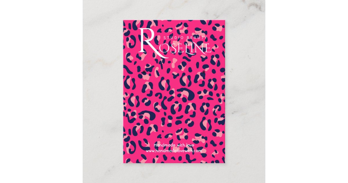 Elegant white and pink Leopard Print Display Card | Zazzle