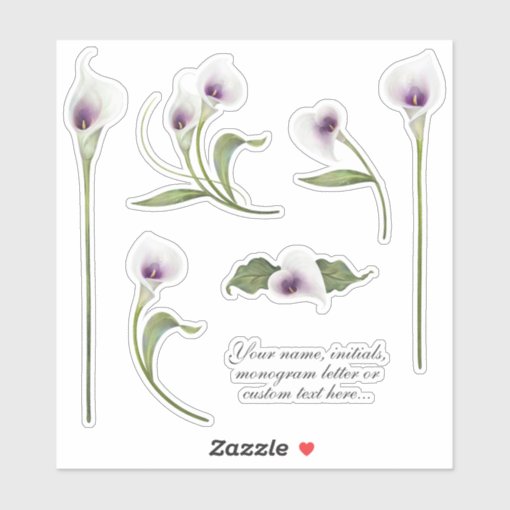 Elegant White and Purple Calla Lily Stickers | Zazzle