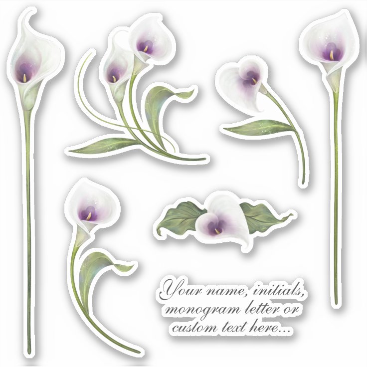 Elegant White and Purple Calla Lily Stickers | Zazzle