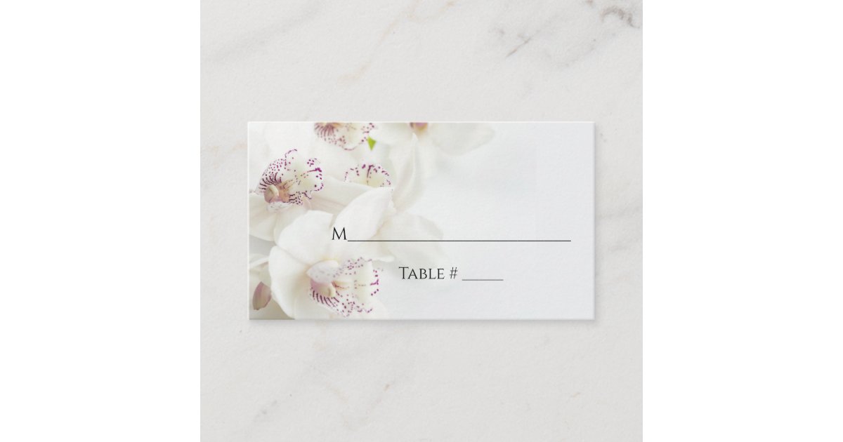 Elegant White and Purple Orchids | Flat Wedding Place Card | Zazzle.com