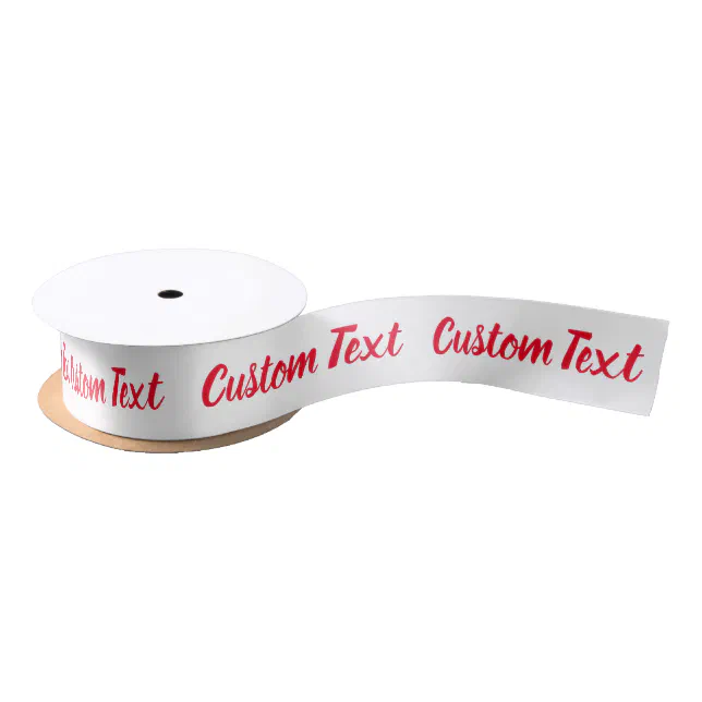 Elegant White and Red Script Text Template Satin Ribbon | Zazzle