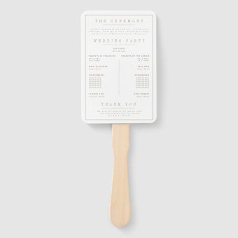 Elegant White/Beige Minimalist Wedding Program Hand Fan | Zazzle