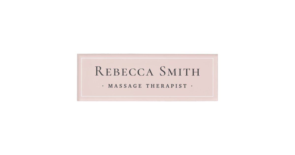 Elegant white border blush pink name tag | Zazzle