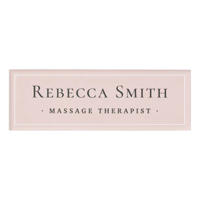 Elegant white border blush pink name tag | Zazzle