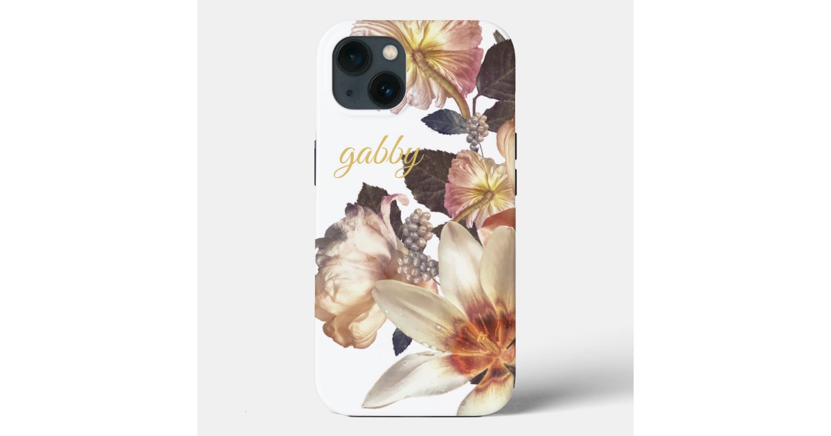 Elegant White Botanical Florals | Custom Text Case-Mate iPhone Case ...