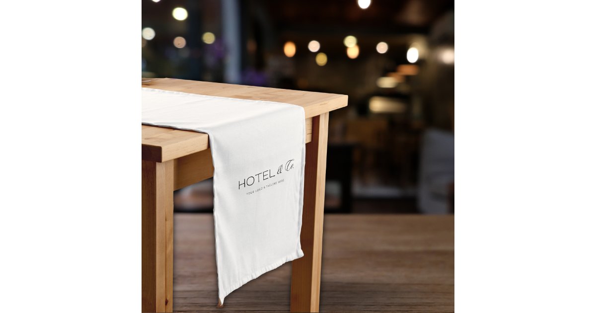 Elegant White Business Logo Event Display Branded Long Table Runner ...