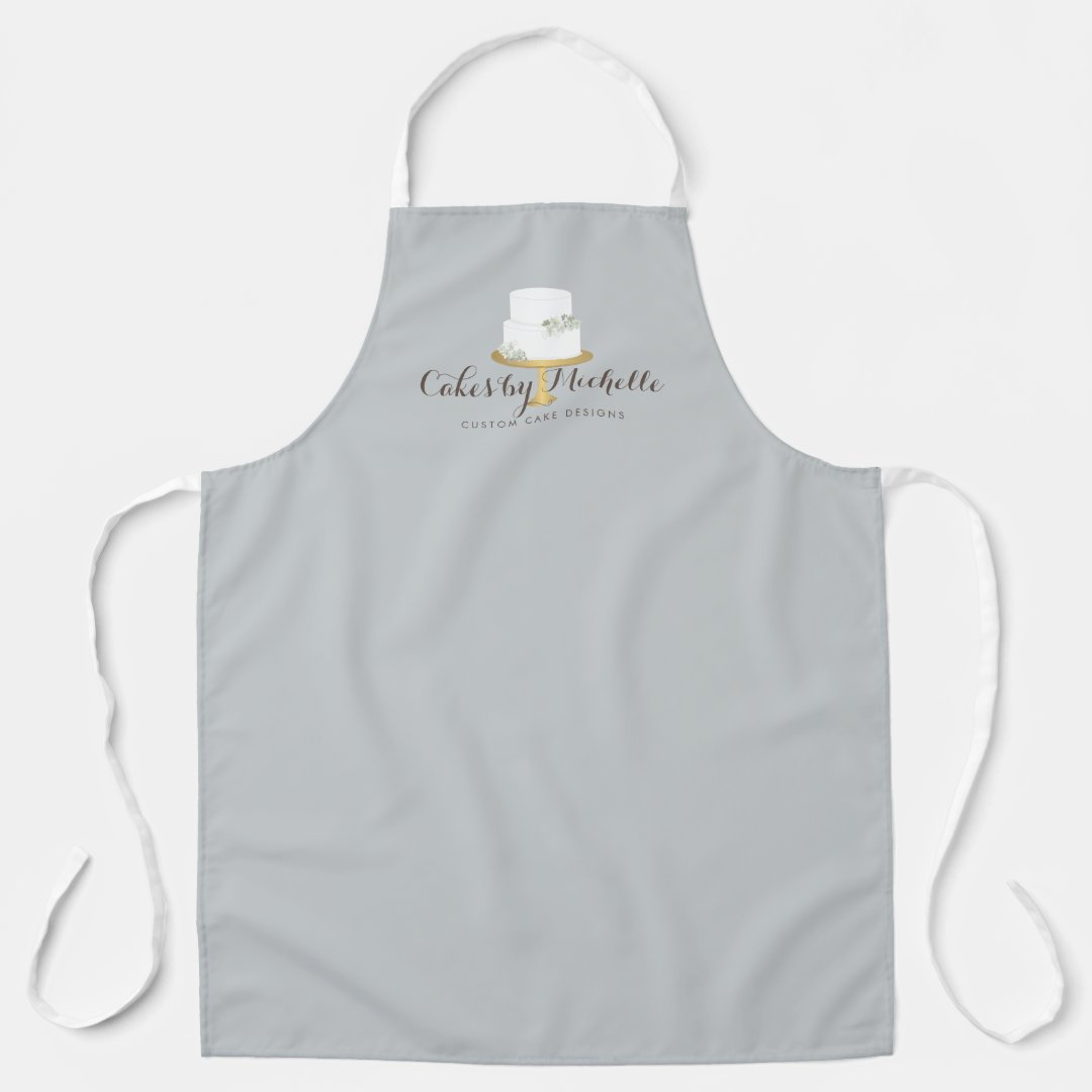 Elegant White Cake with Florals Apron | Zazzle