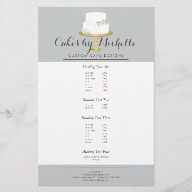 Elegant White Cake with Florals Cake Decorating Flyer | Zazzle