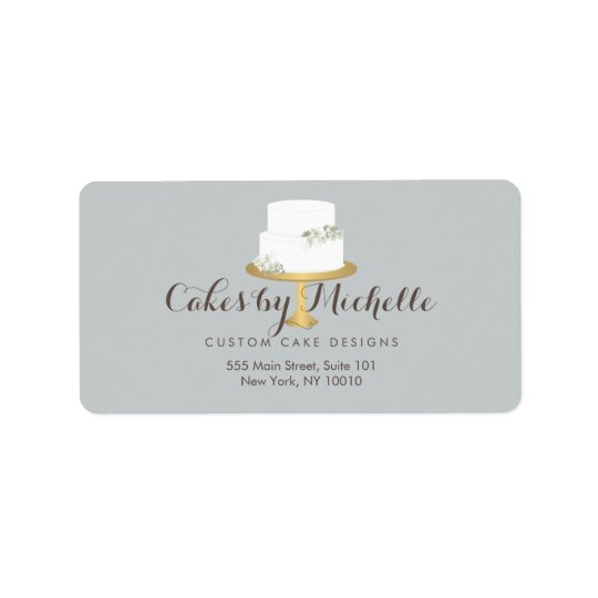 Elegant White Cake with Florals Cake Decorating Label | Zazzle.com