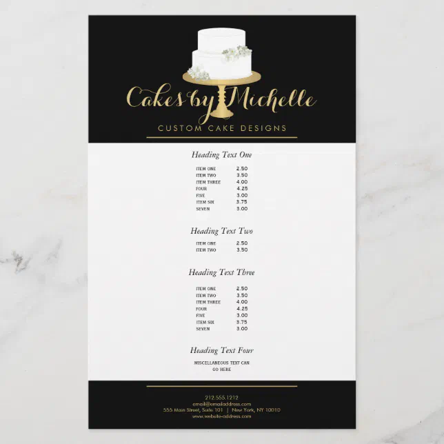 Elegant White Cake with Florals II Cake Decorating Flyer | Zazzle