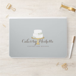 Elegant White Cake with Florals Logo HP Laptop Skin | Zazzle