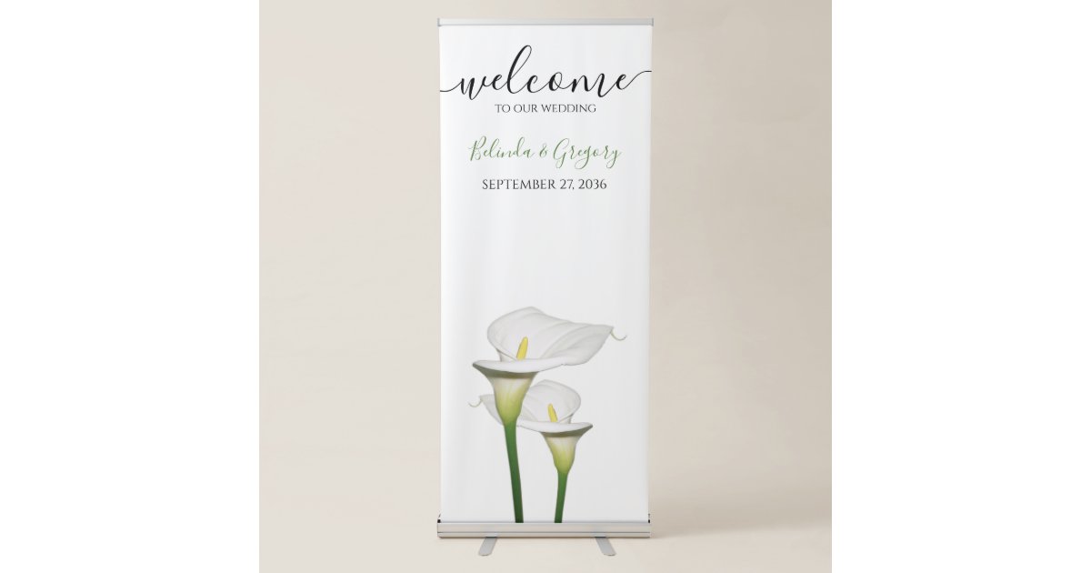 Elegant White Calla Lilies Wedding Welcome Sign | Zazzle