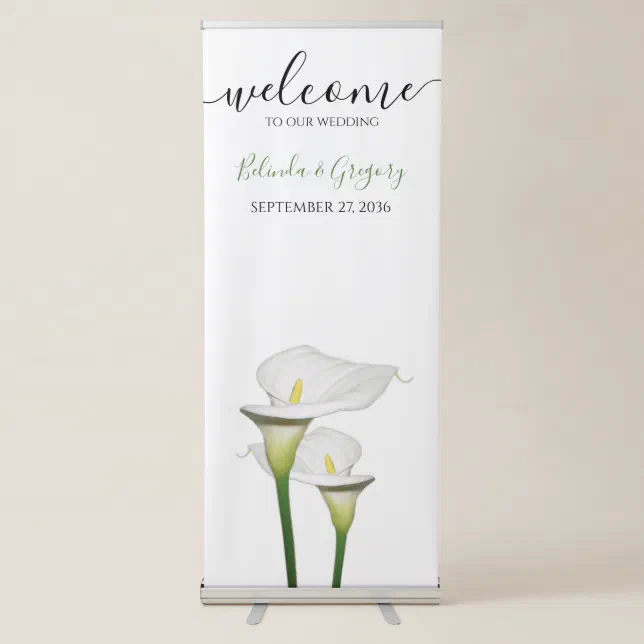 Elegant White Calla Lilies Wedding Welcome Sign | Zazzle