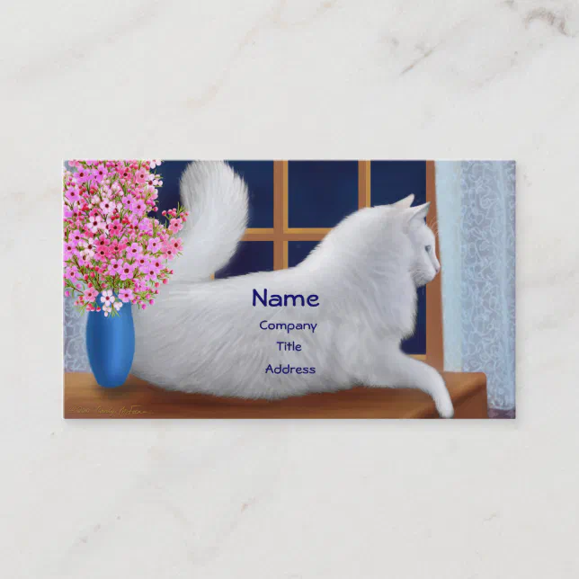 Elegant White Cat Business Card | Zazzle