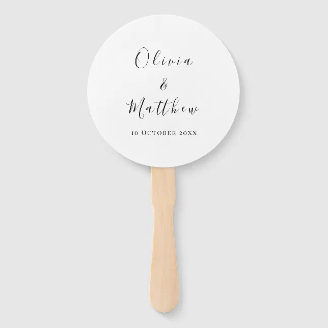 Elegant White Classic Minimalist Wedding Hand Fan | Zazzle