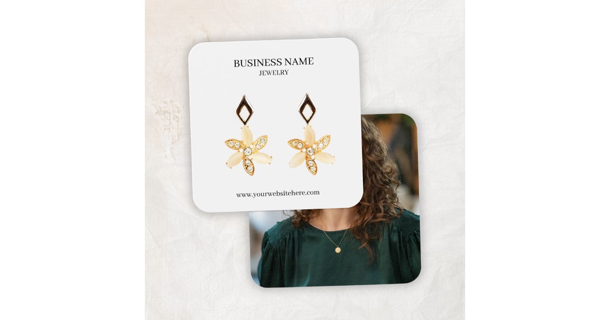Elegant White Clean Look Custom Earrings Display | Zazzle