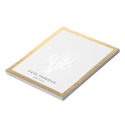 Elegant White Coral Gold Notepad | Zazzle