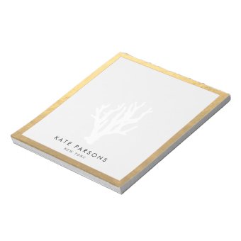 Elegant White Coral Gold Notepad | Zazzle