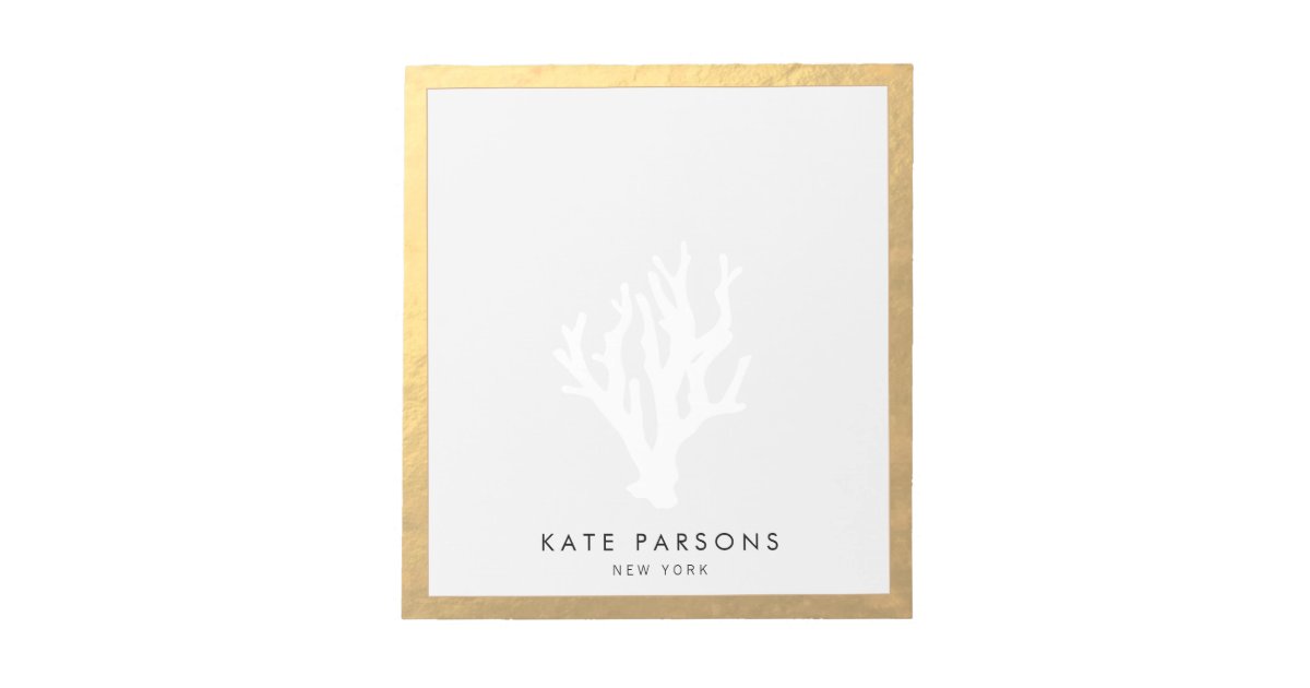 Elegant White Coral Gold Notepad | Zazzle