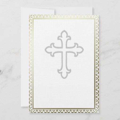 Elegant White Cross Catholic Wedding Invitation | Zazzle