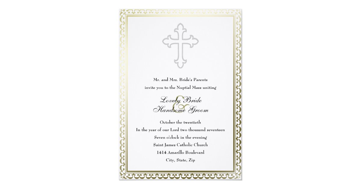 Elegant White Cross Catholic Wedding Invitation | Zazzle.com