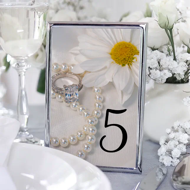 Elegant White Daisy Wedding Table Numbers | Zazzle