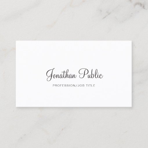 Elegant White Design Modern Plain Professional Business Card | Zazzle