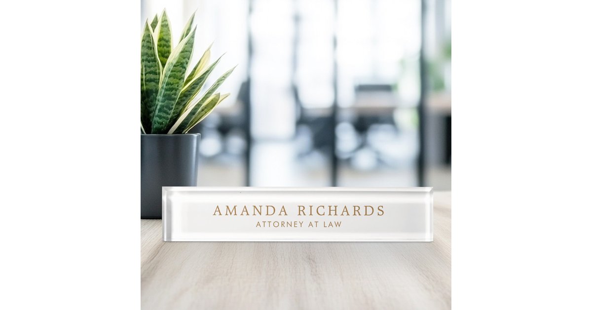 Elegant white desk name plate | Zazzle