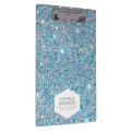 ELEGANT WHITE EMBLEM ON BLUE GLITTER BACKGROUND CLIPBOARD | Zazzle