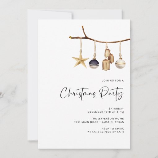 Elegant White Family Christmas Party Invitation | Zazzle