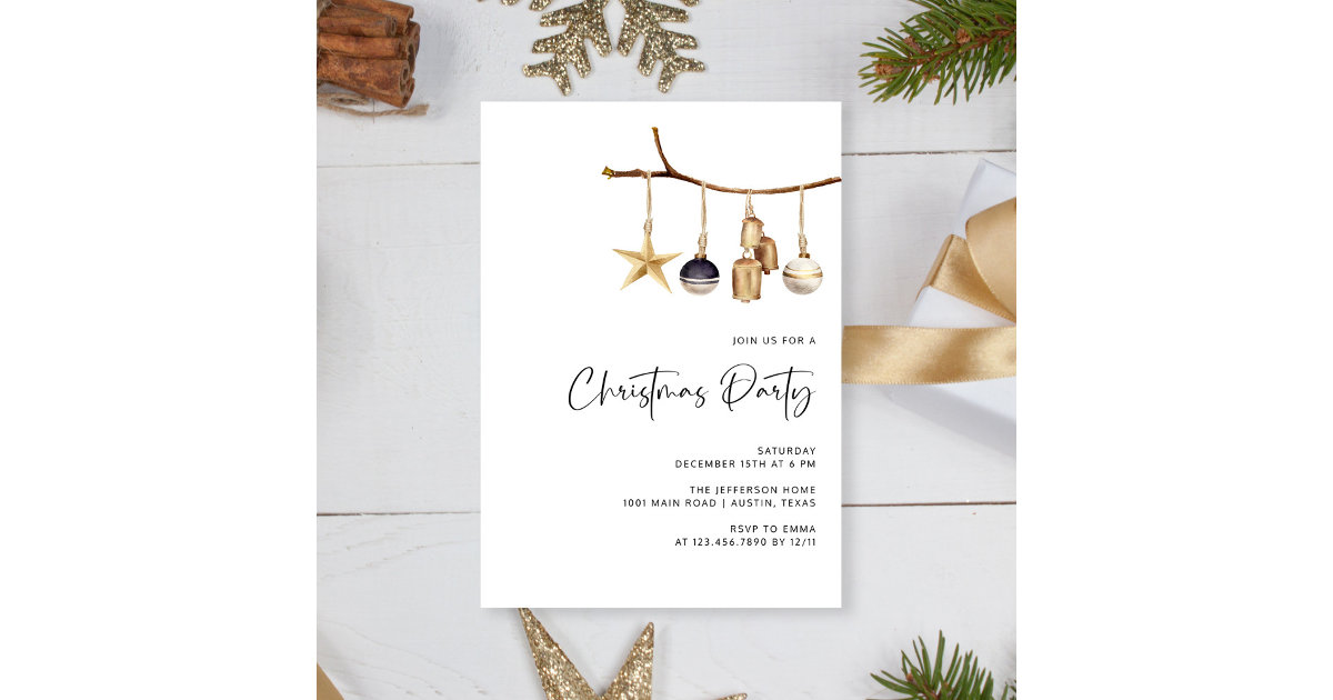 Elegant White Family Christmas Party Invitation | Zazzle