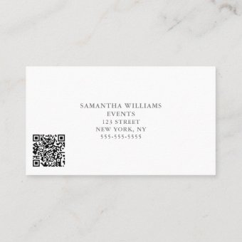 Elegant White Floral Event Planner QR Code Business Card | Zazzle