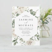 Elegant White Floral Frame Wedding Invitation | Zazzle