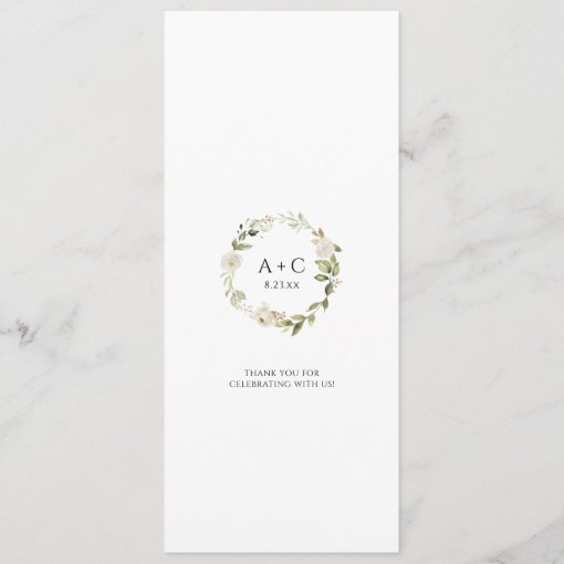 Elegant White Floral Greenery Foliage Wedding Menu | Zazzle