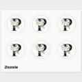 Elegant White Floral Monogram Letter P on White Classic Round Sticker ...