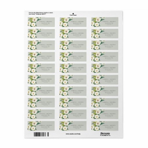 Elegant White Floral | Sage Mint Return Address Label | Zazzle