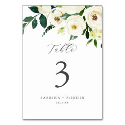 Elegant White Floral Table Number | Zazzle