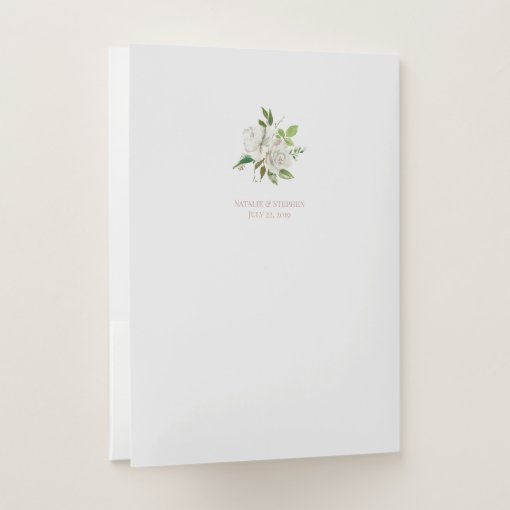 Elegant White Floral Wedding Planning Pocket Folder | Zazzle
