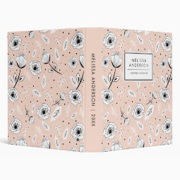 Elegant White Flowers Blush Pink Floral Pattern 3 Ring Binder | Zazzle