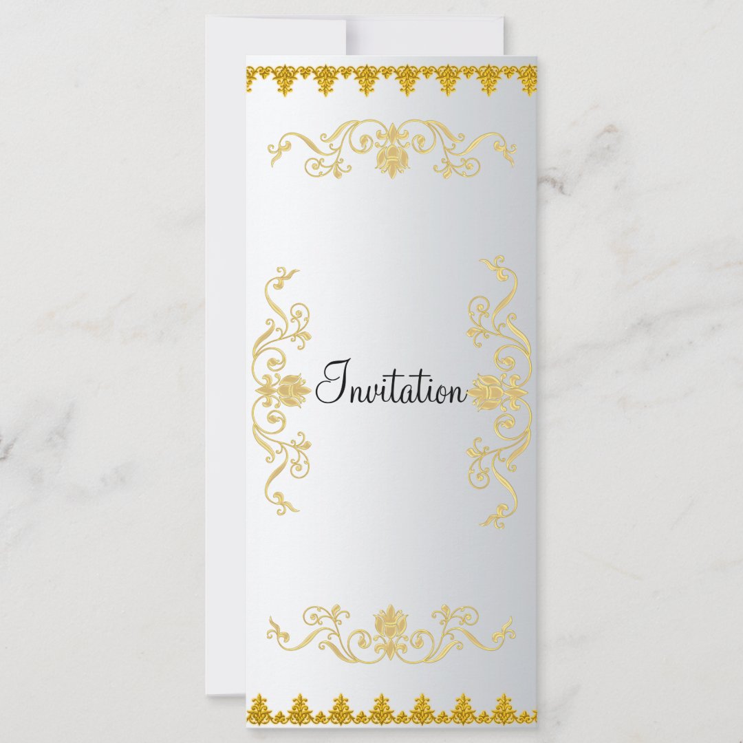 Elegant White Gold color Invitation | Zazzle