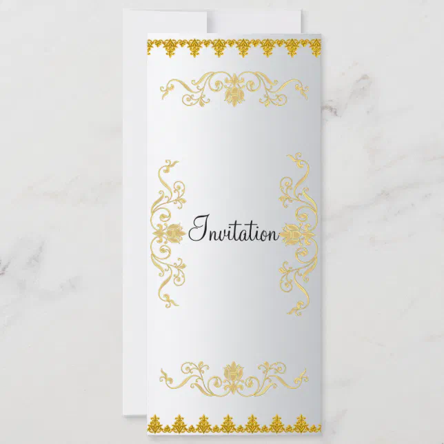 Elegant White Gold color Invitation | Zazzle